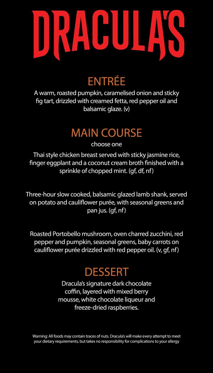 黃金海岸吸血鬼古堡晚餐秀(Draculas Cabaret三道式晚餐+吸血鬼主題表演) | FIT Travel Australia